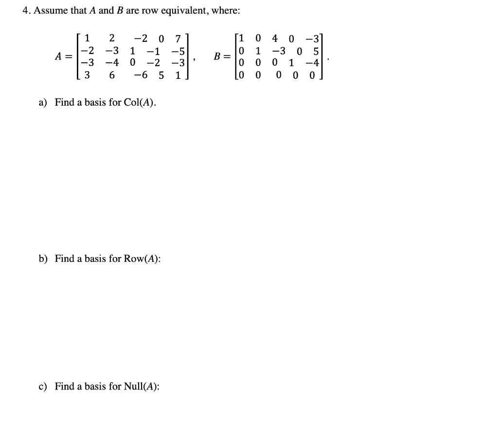 Solved Linear Algebra, Please make it clear the steps | Chegg.com