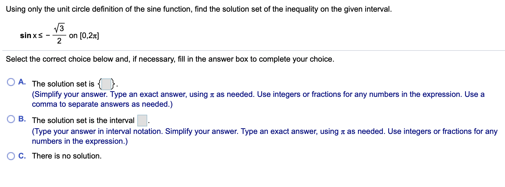 Solved Using only the unit circle definition of the sine | Chegg.com
