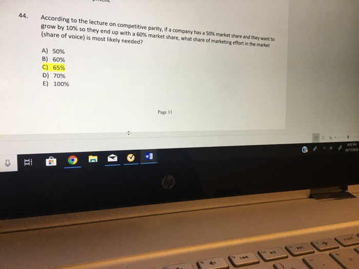 Solved 44. According to the lecture on competitive parity, | Chegg.com