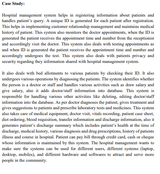 Solved Case Study: Hospital management system helps in | Chegg.com