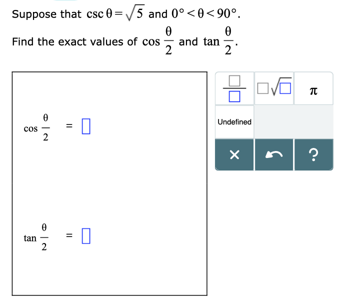 Solved Suppose that csc 0= /5 and 0°