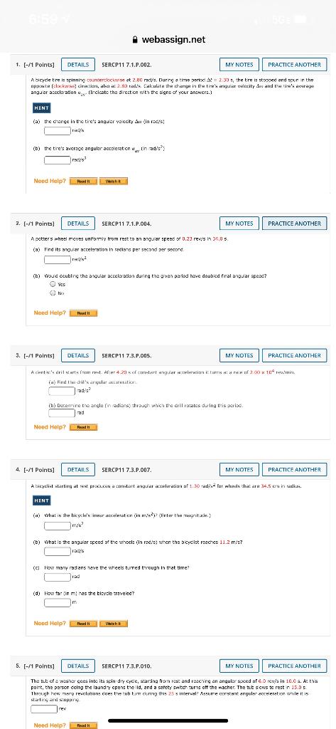 Solved webassign.net 1. (-/1 Points] DETAILS SERCP11 | Chegg.com