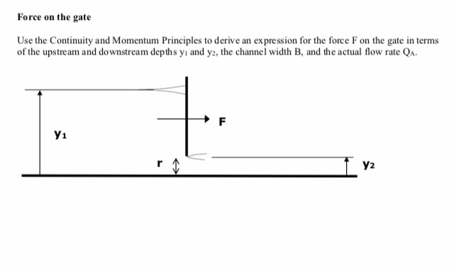 Answered: Force on the gate Use the Continuity and Momentum