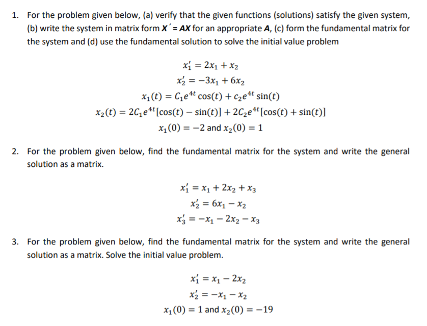 1. For the problem given below, (a) verify that the | Chegg.com