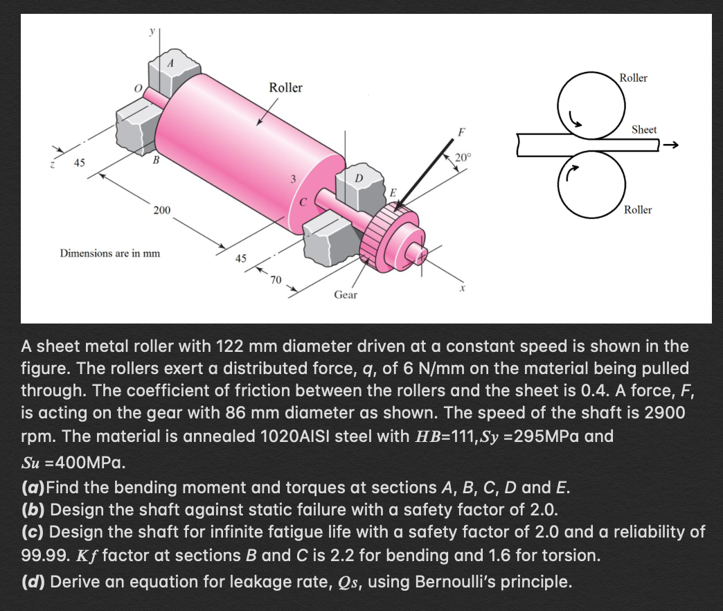 Roller Roller Sheet 20° 45 200 Roller Dimensions are | Chegg.com