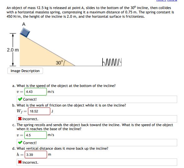 Solved An object of mass 12.5kg ﻿is released at point A, | Chegg.com