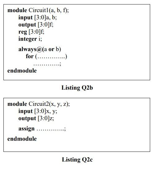 Solved module Circuitl(a, b, f); input [3:0]a, b; output | Chegg.com