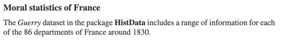 Moral statistics of France The Guerry dataset in the | Chegg.com