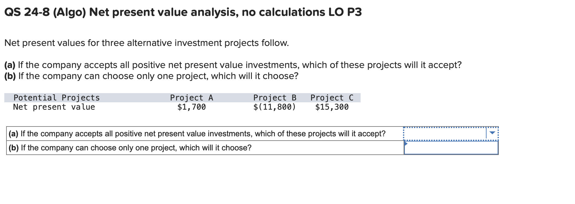 Solved QS 24-8 (Algo) Net present value analysis, no | Chegg.com