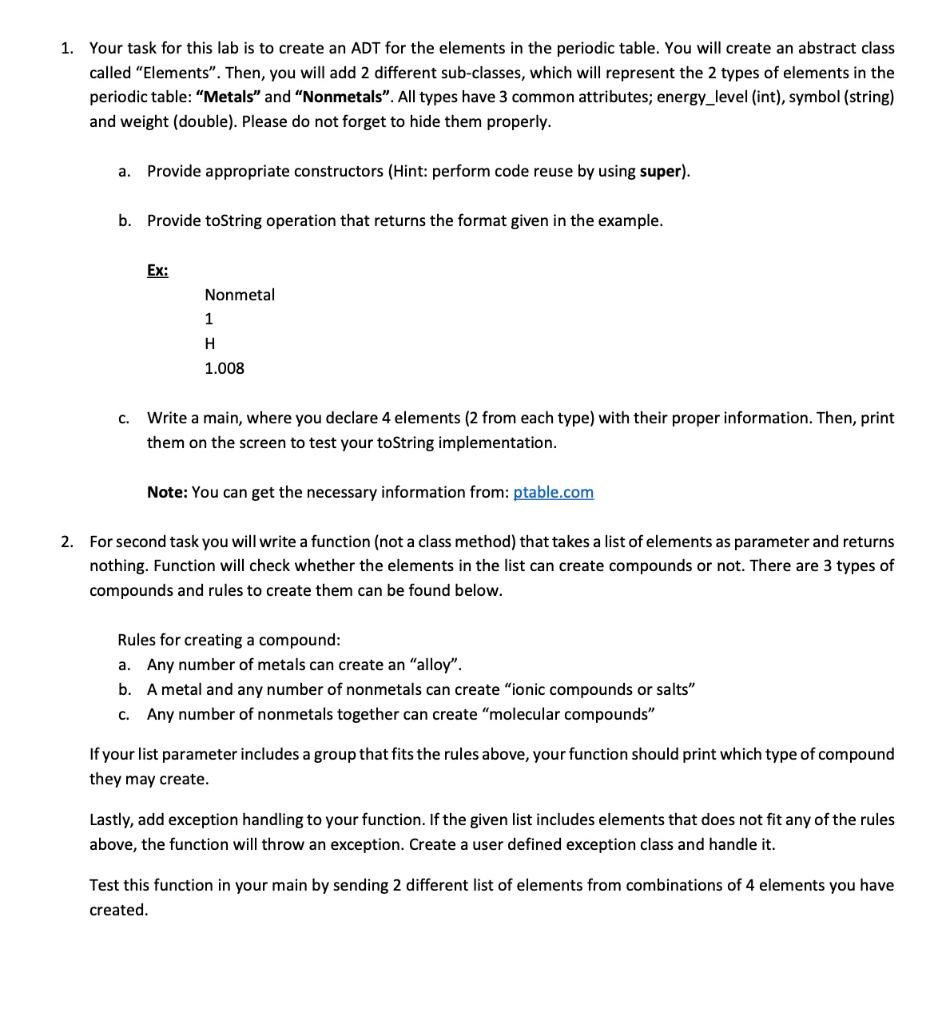 Solved 1 Your Task For This Lab Is To Create An Adt For The