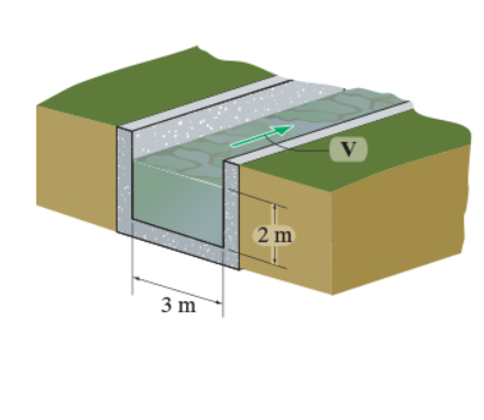 Solved A canal is 2 m deep and 3 m wide, and the water flows | Chegg.com