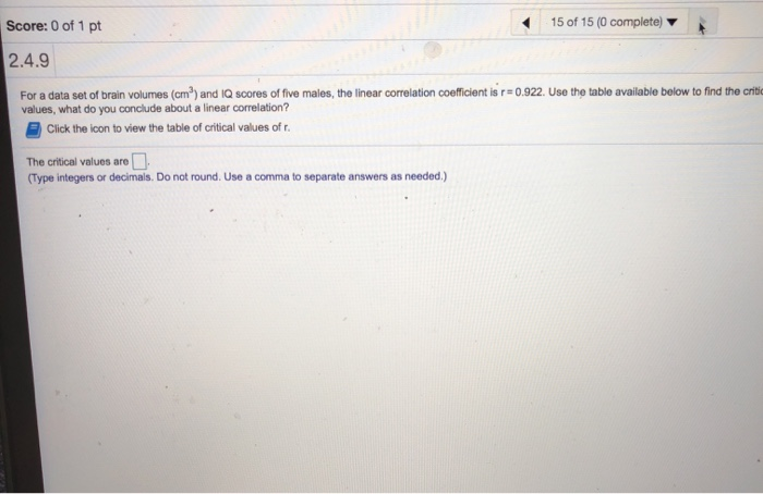 Solved Score: 0 of 1 pt 15 of 15 (0 complete) 2.4.9 For a | Chegg.com