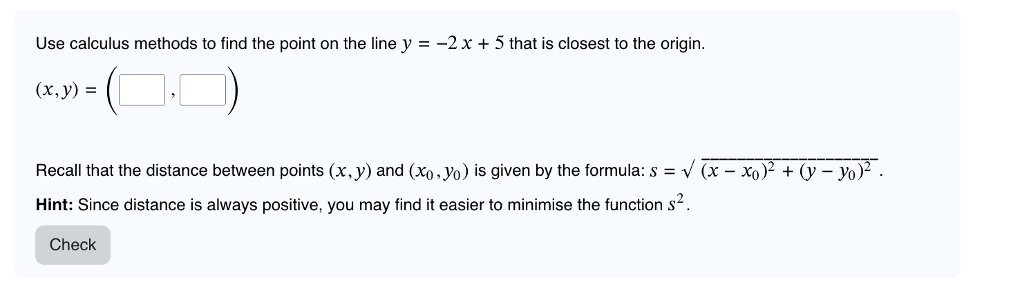 Solved Use calculus methods to find the point on the line | Chegg.com