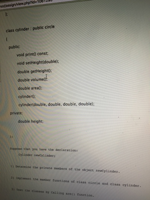 Solved Consider the following class definition. class circle | Chegg.com