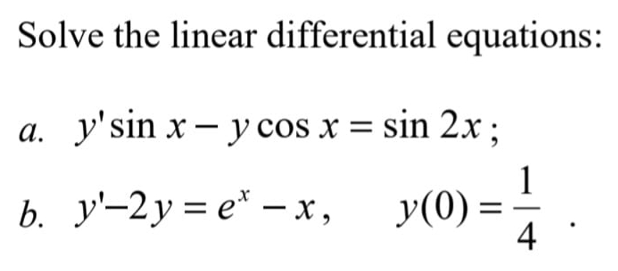 Solved Solve the linear differential | Chegg.com