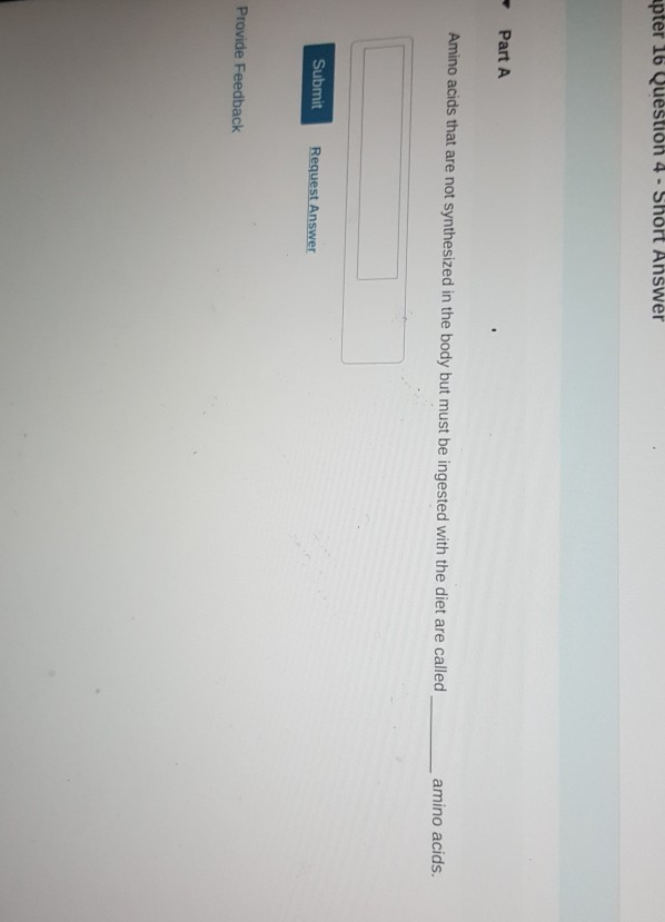 Solved pter 16 Question 4 Short Answer Part A amino acids. | Chegg.com Solved pter 16 Question 4 Short Answer Part A amino acids. | Chegg.com