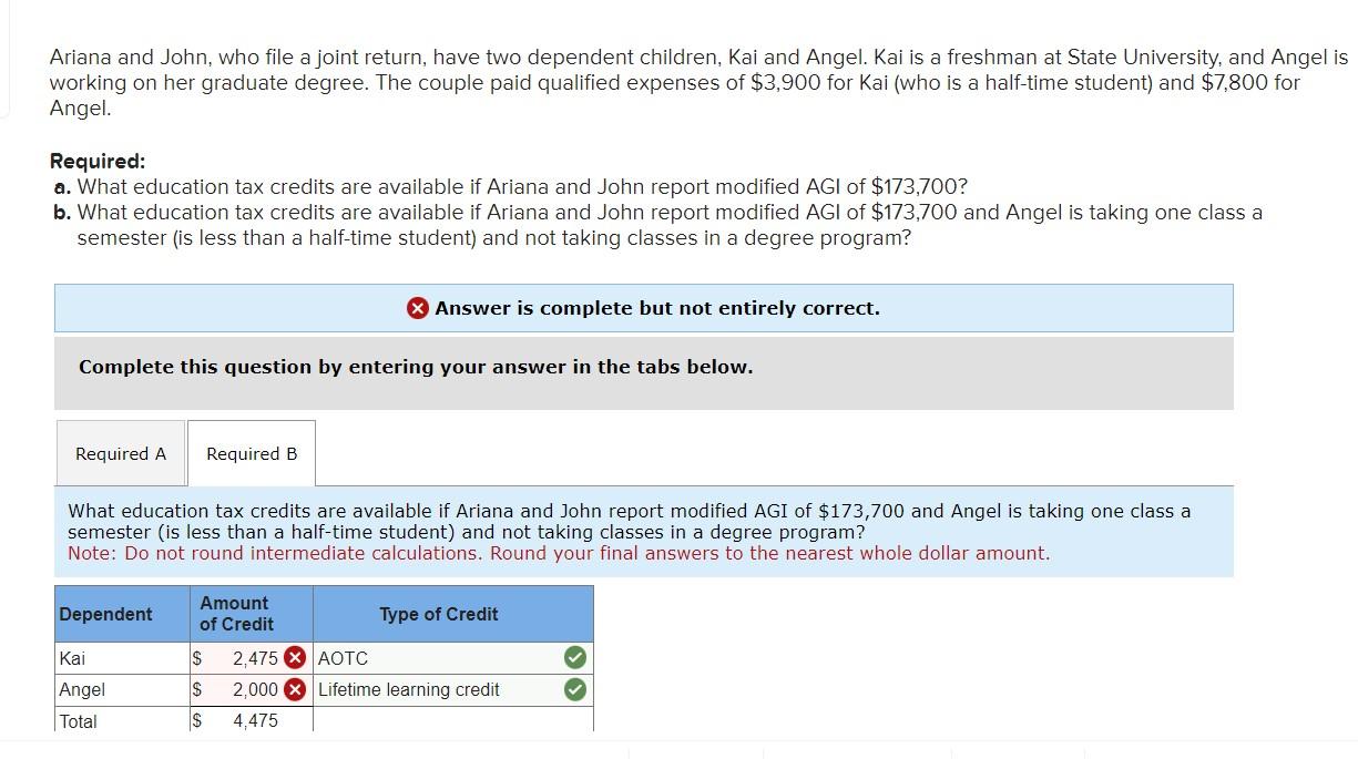 Solved Ariana and John, who file a joint return, have two | Chegg.com
