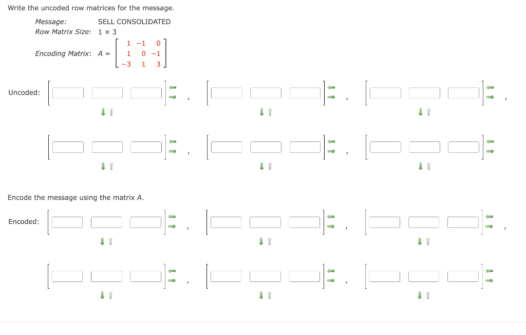 Solved Write the uncoded row matrices for the message. | Chegg.com
