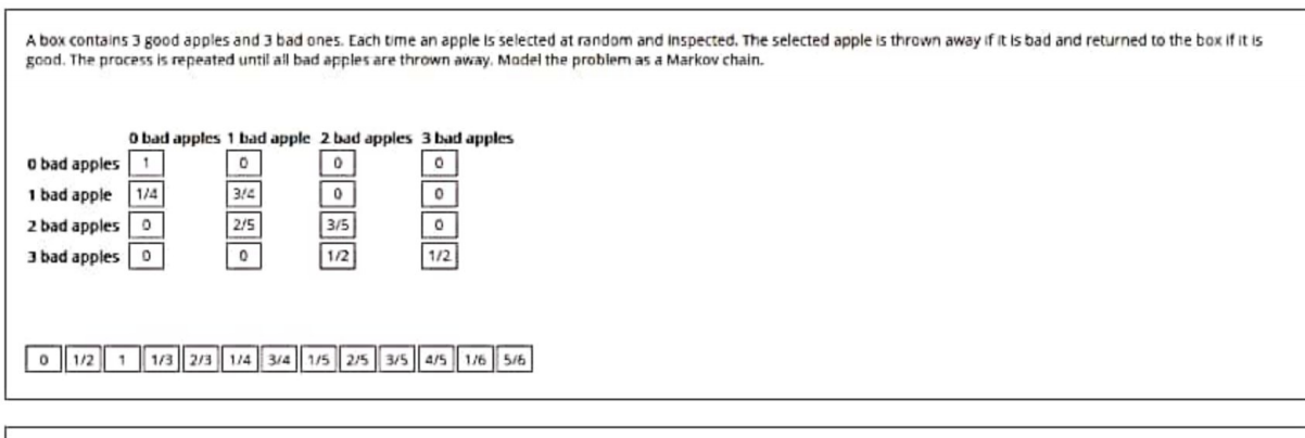 Solved A box contains 3 ﻿good apples and 3 ﻿bad ones. Each | Chegg.com