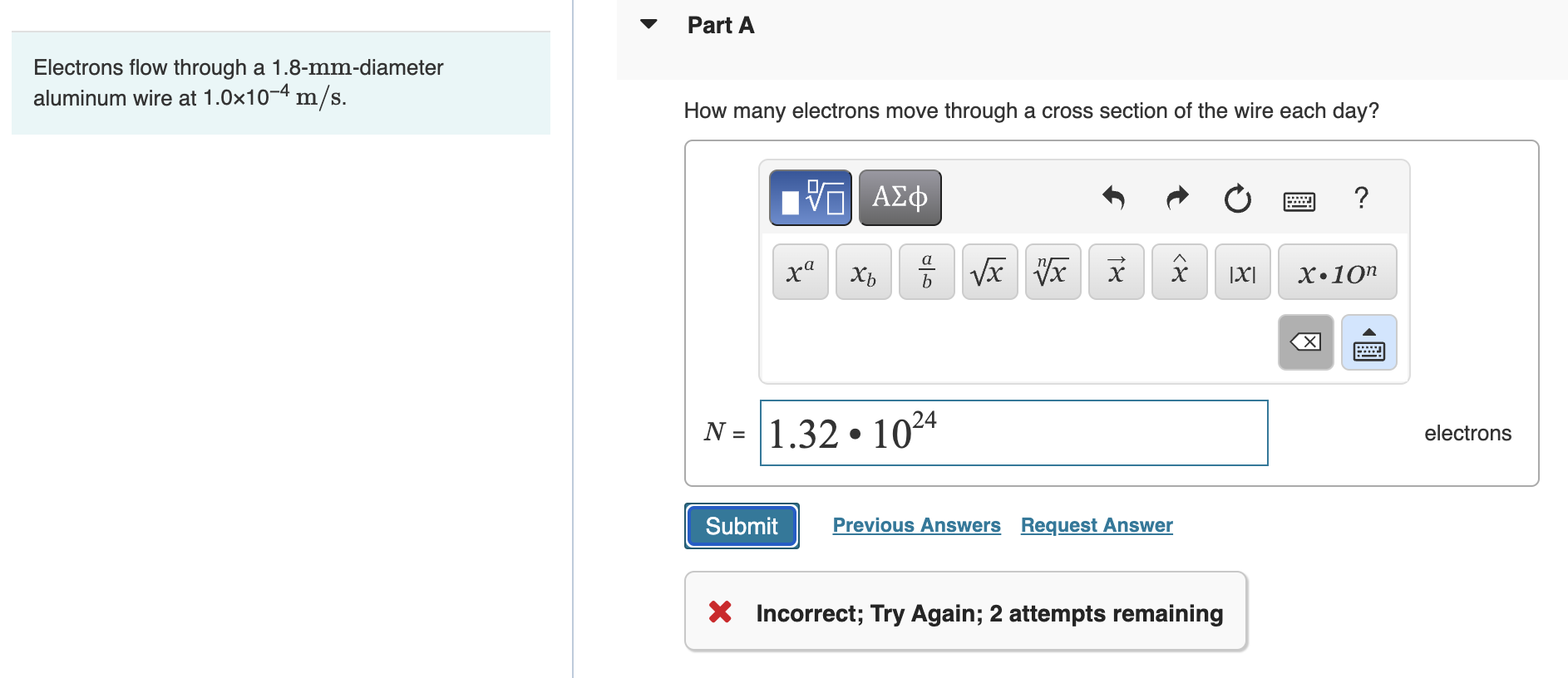 Solved Electrons flow through a 1.8-mm -diameter aluminum | Chegg.com