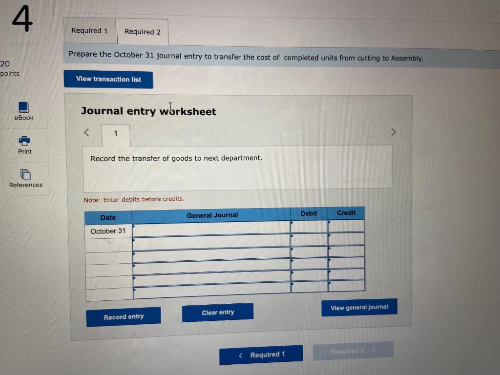 repare the October 31 journal entry to transfer the | Chegg.com