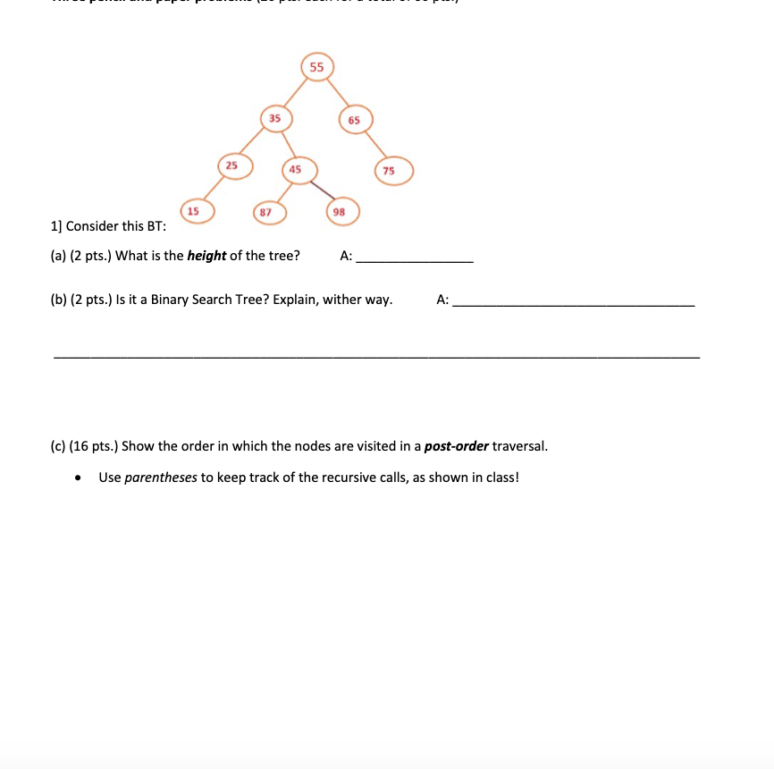 Solved (a) (2 pts.) What is the height of the tree? A: (b) | Chegg.com