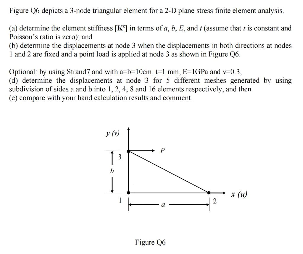 Solved Figure Q6 Depicts A 3 Node Triangular Element For A 