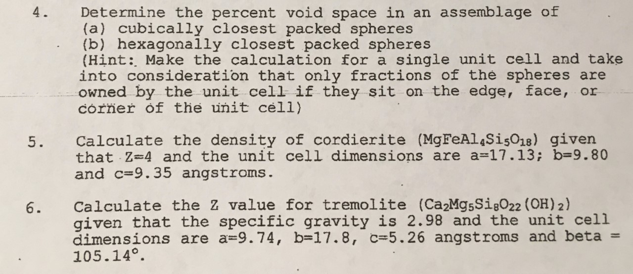 Determine the percent void space in an assemblage of | Chegg.com
