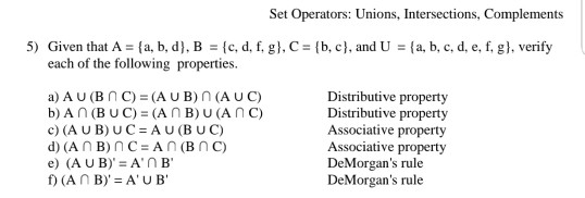 Solved Set Operators: Unions, Intersections, Complements 5) | Chegg.com