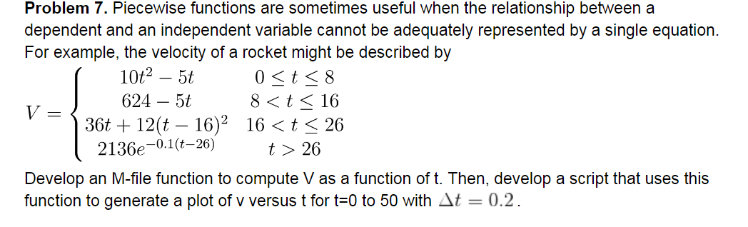 Solved Problem 7 Piecewise Functions Are Sometimes Useful 