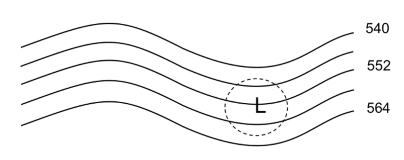 Solved The following figure shows the 500hPa isohypses | Chegg.com