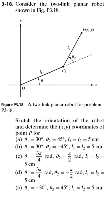 Solved 3-18. Consider the two-link planar robot shown in | Chegg.com