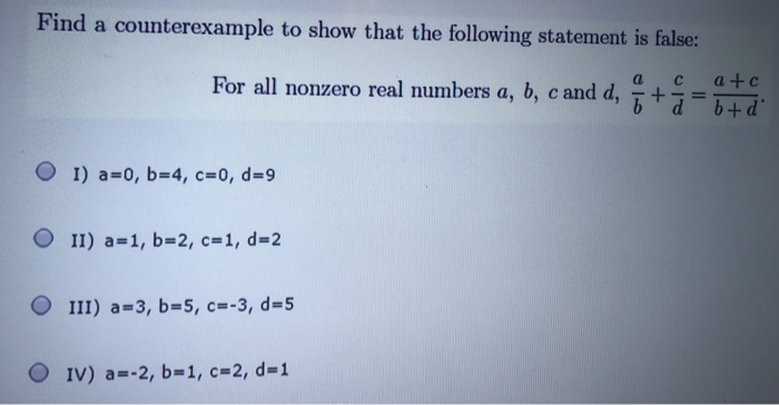 Solved Find a counterexample to show that the following | Chegg.com