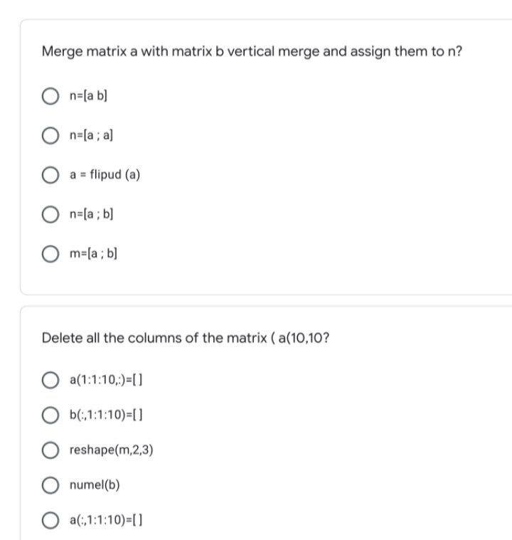 Solved Merge matrix a with matrix b vertical merge and | Chegg.com