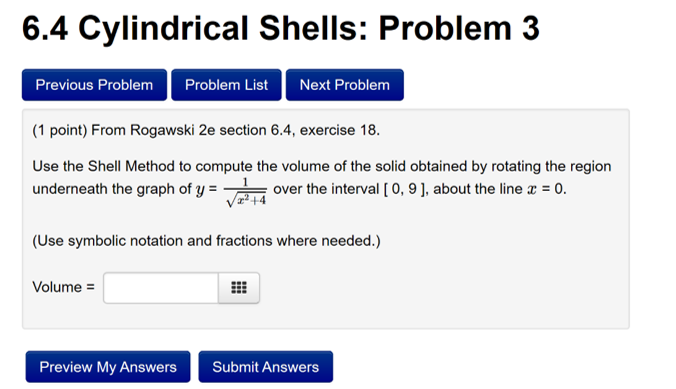 Solved 6.4 Cylindrical Shells: Problem 3 Previous Problem | Chegg.com ...