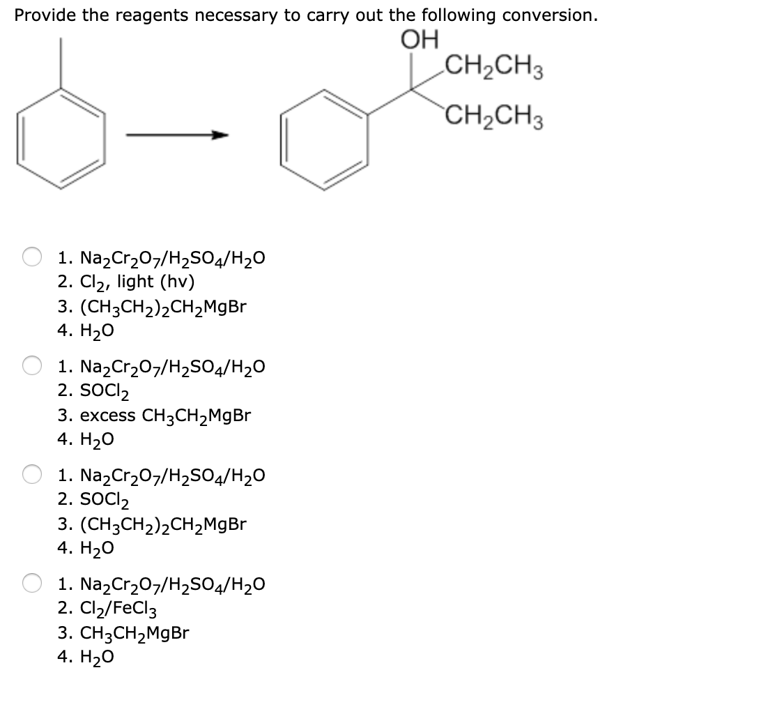Solved Provide the reagents necessary to carry out the | Chegg.com