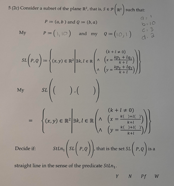 Solved 5 (2c) Consider a subset of the plane R2, that is, | Chegg.com