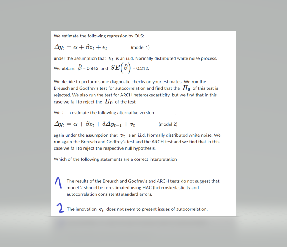 Solved We estimate the following regression by OLS: | Chegg.com
