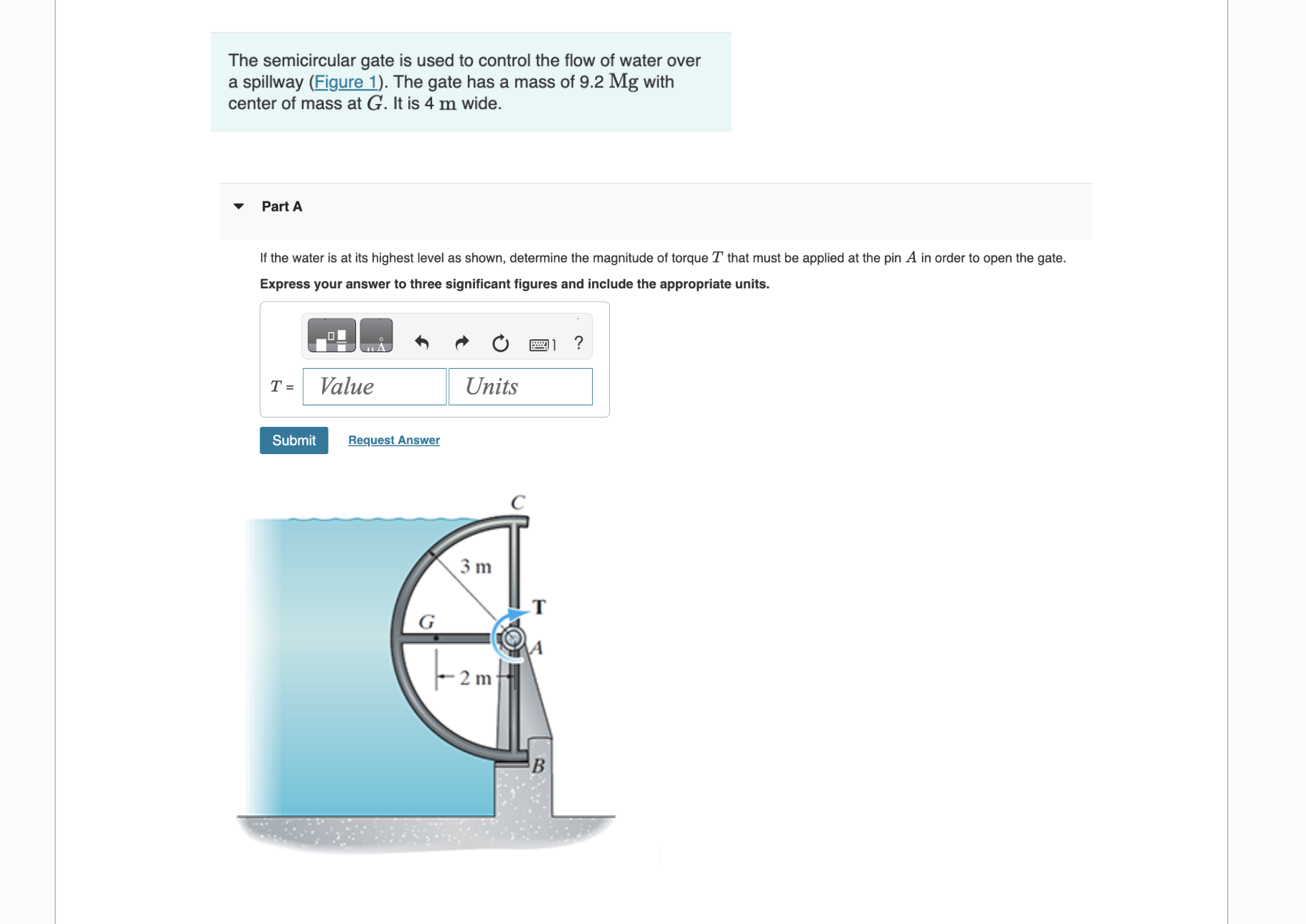 Solved The semicircular gate is used to control the flow of | Chegg.com