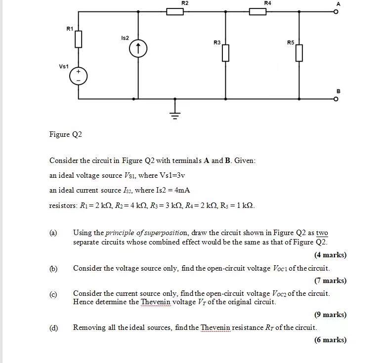 Solved R2 R4 R1 Is2 R3 R5 1 Vs1 Figure Q2 Consider the | Chegg.com