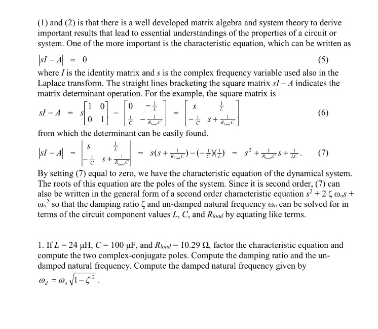 Solved The state variable description of a linear dynamical | Chegg.com