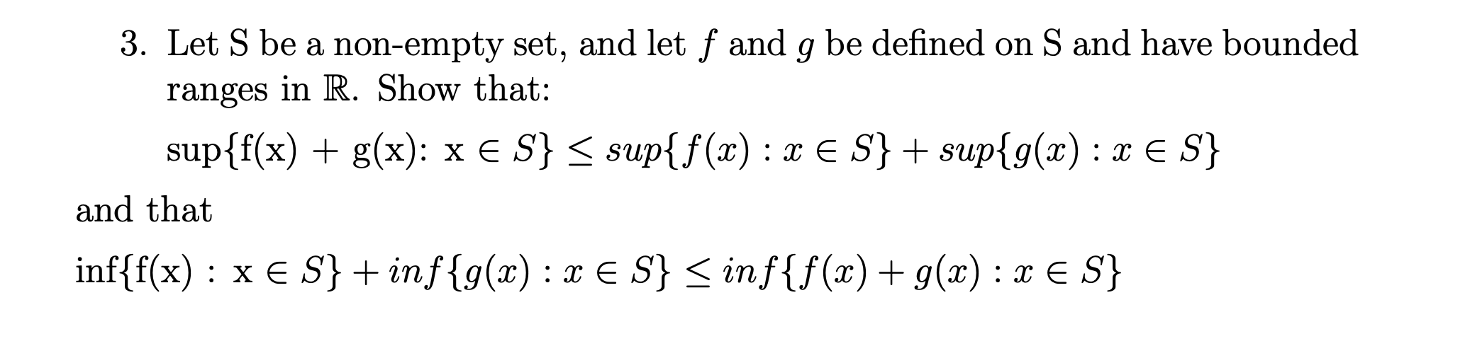 Solved 3. Let S be a non-empty set, and let f and g be | Chegg.com