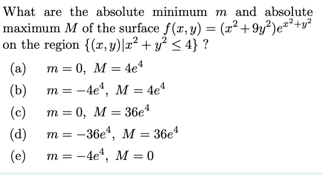 Solved What are the absolute minimum m and absolute maximum | Chegg.com