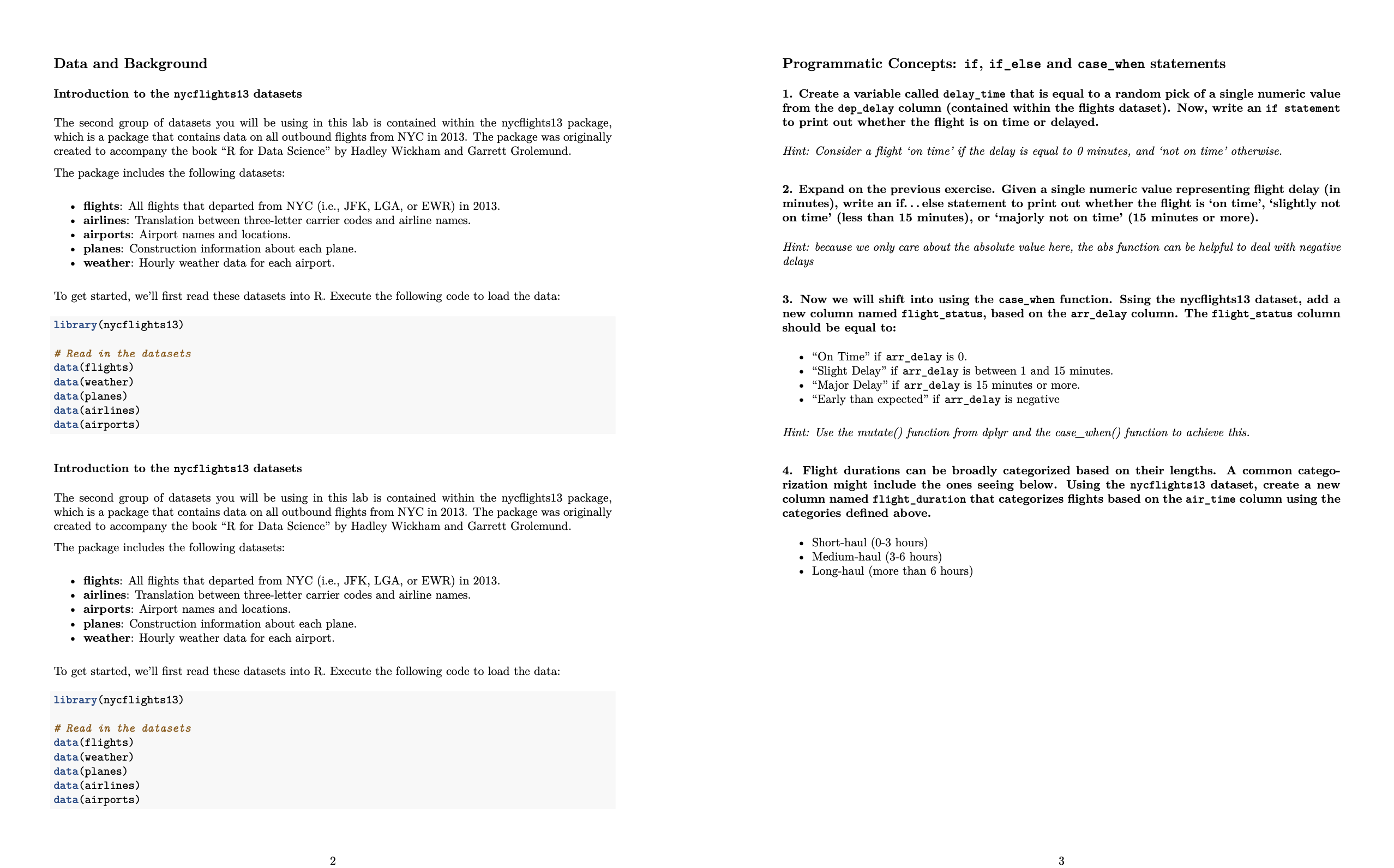 Solved Data and Background Introduction to the nycflights13 | Chegg.com