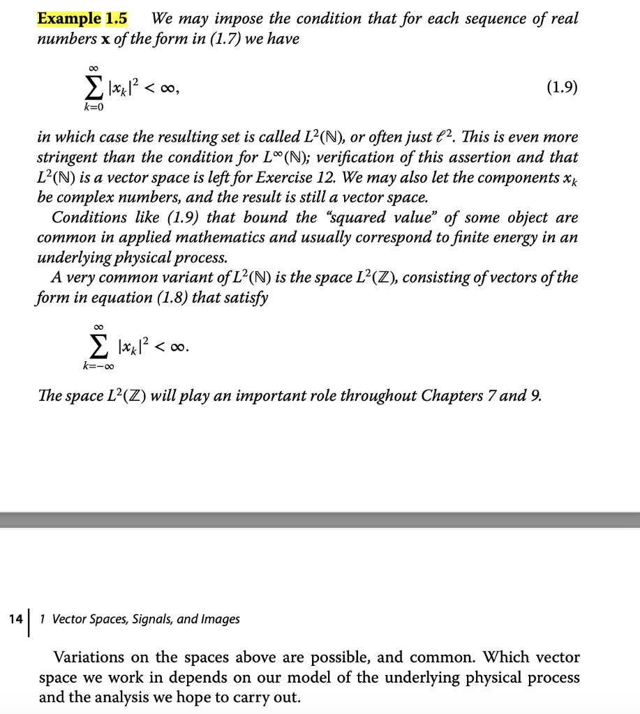Solved 2. Verify that the set L2(N) in Example 1.5 with | Chegg.com