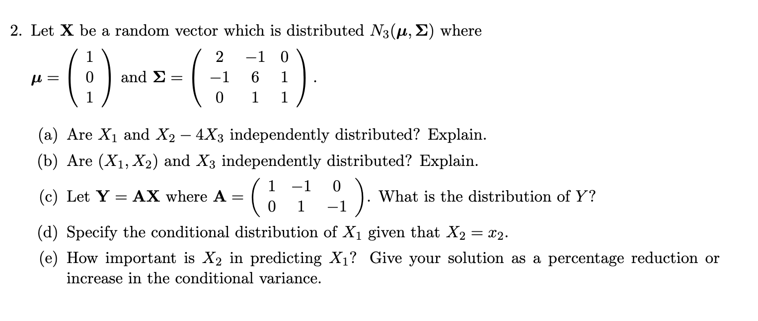 2. Let X be a random vector which is distributed | Chegg.com