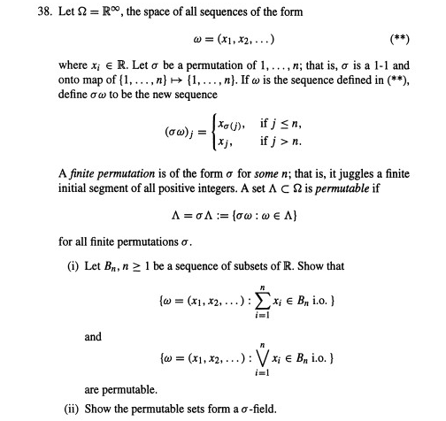 Solved 38. Let Ω=R∞, the space of all sequences of the form | Chegg.com