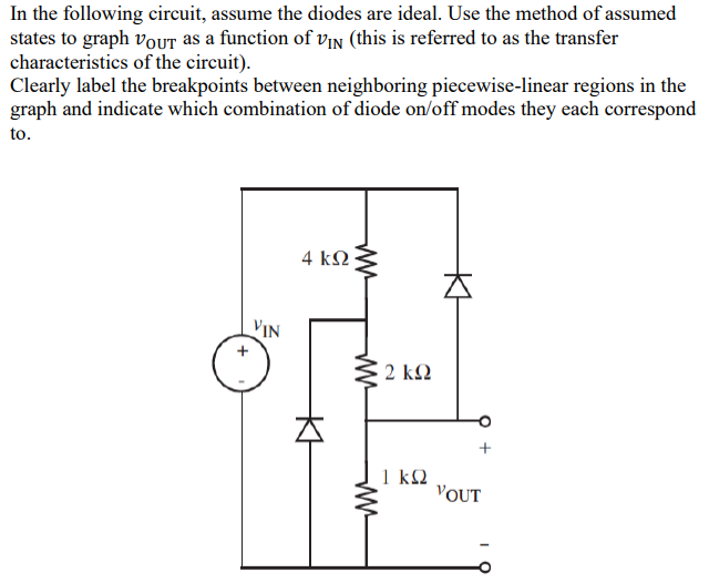 Solved In the following circuit, assume the diodes are | Chegg.com