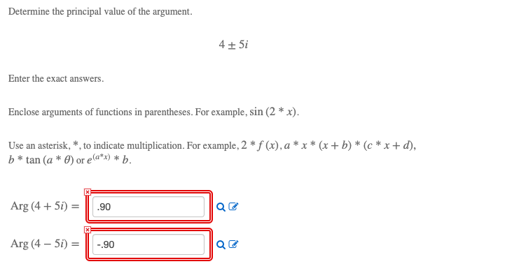Solved Determine The Principal Value Of The Argument 4 5i