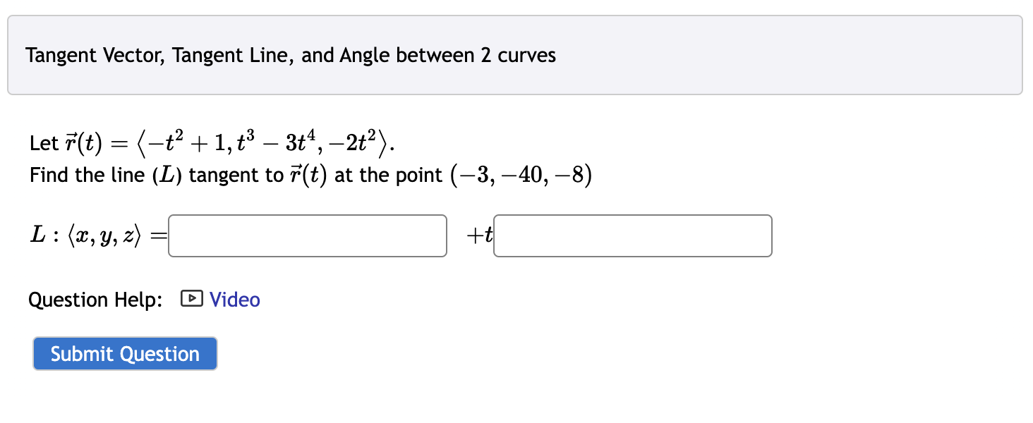 Solved Tangent Vector, Tangent Line, and Angle between 2 | Chegg.com